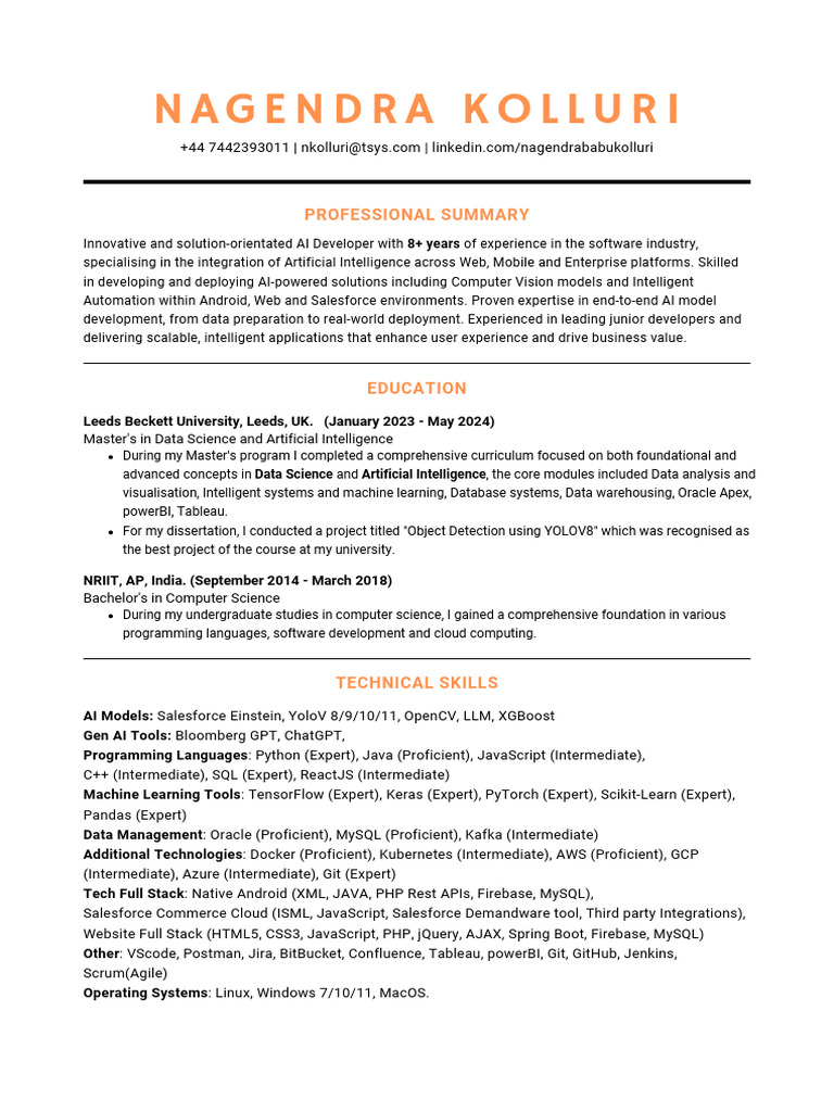 Nagendra Kolluri - AI Developer | PDF | Artificial Intelligence | Intelligence (AI) & Semantics