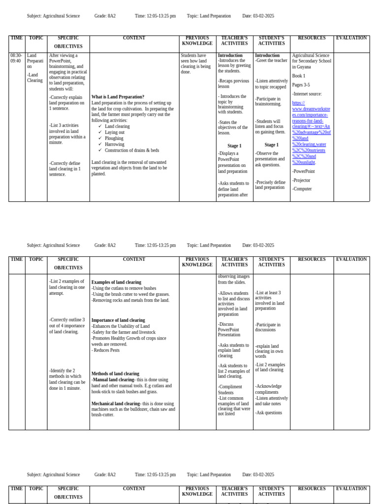 WEEK 5 Grade 8 Lesson Plan | PDF | Deforestation | Agriculture