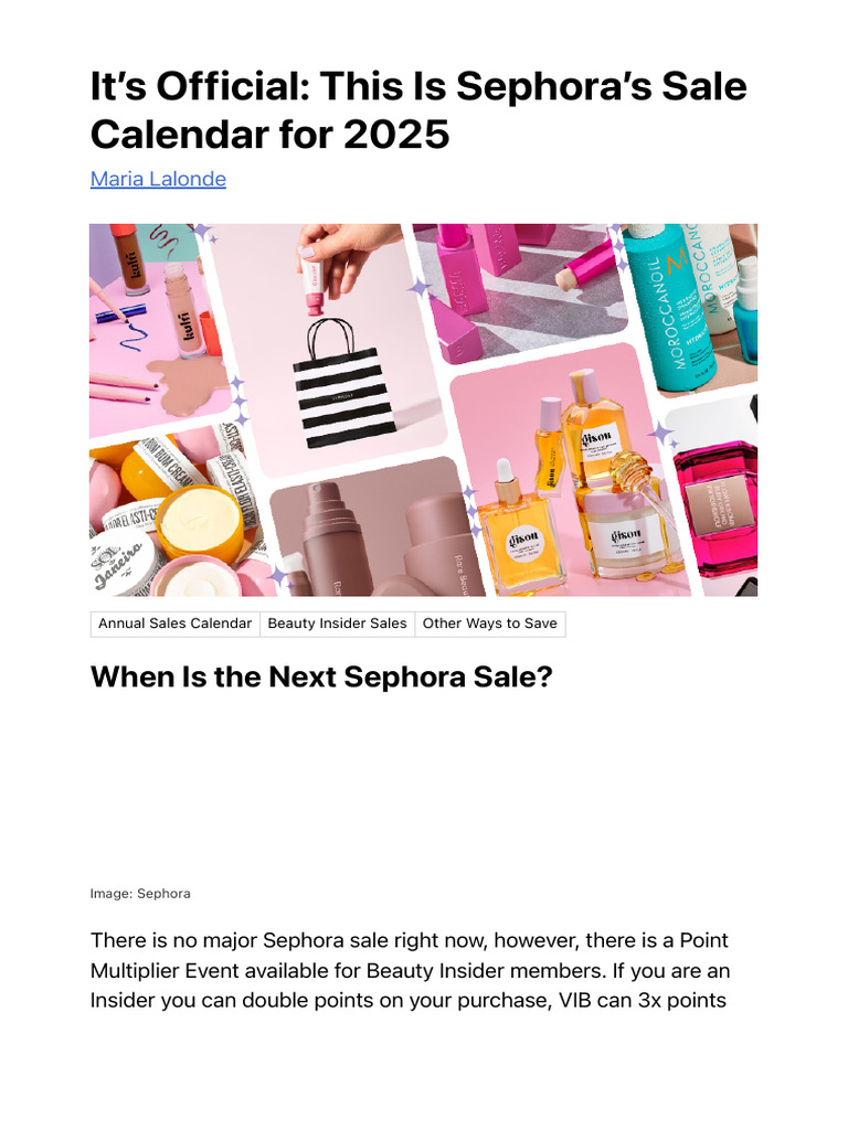 The Official Sephora Sales Schedule For 2025 | PDF | Black Friday ...