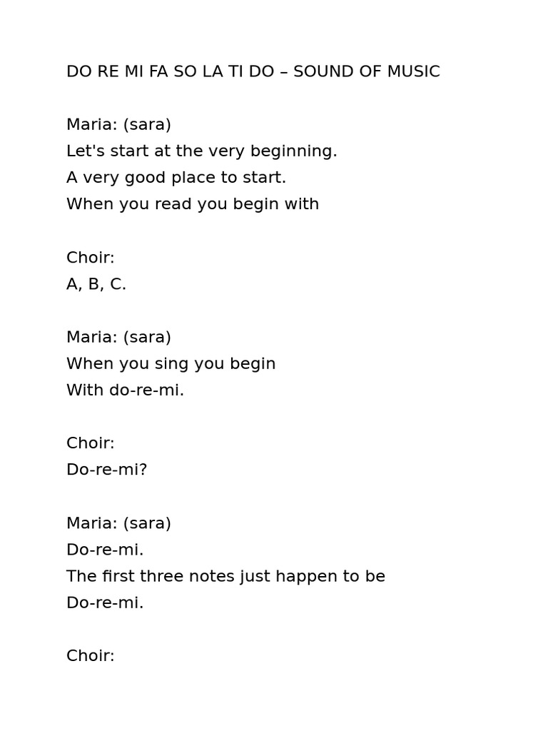 Do Re Mi Fa So La Ti Do Sound Of Music Lyrics Pdf Sewing Needle 2778