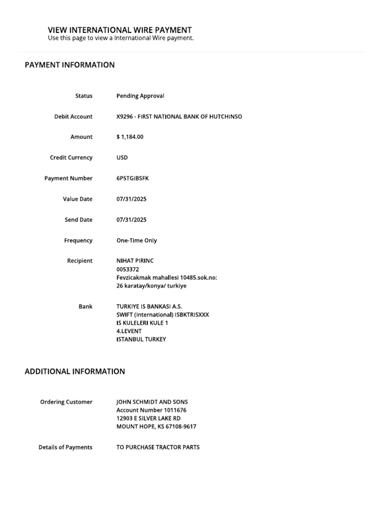 Printing - View International Wire Payment | PDF