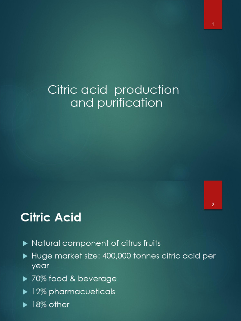 Citric Acid Production and Purification | PDF | Fermentation | Acid
