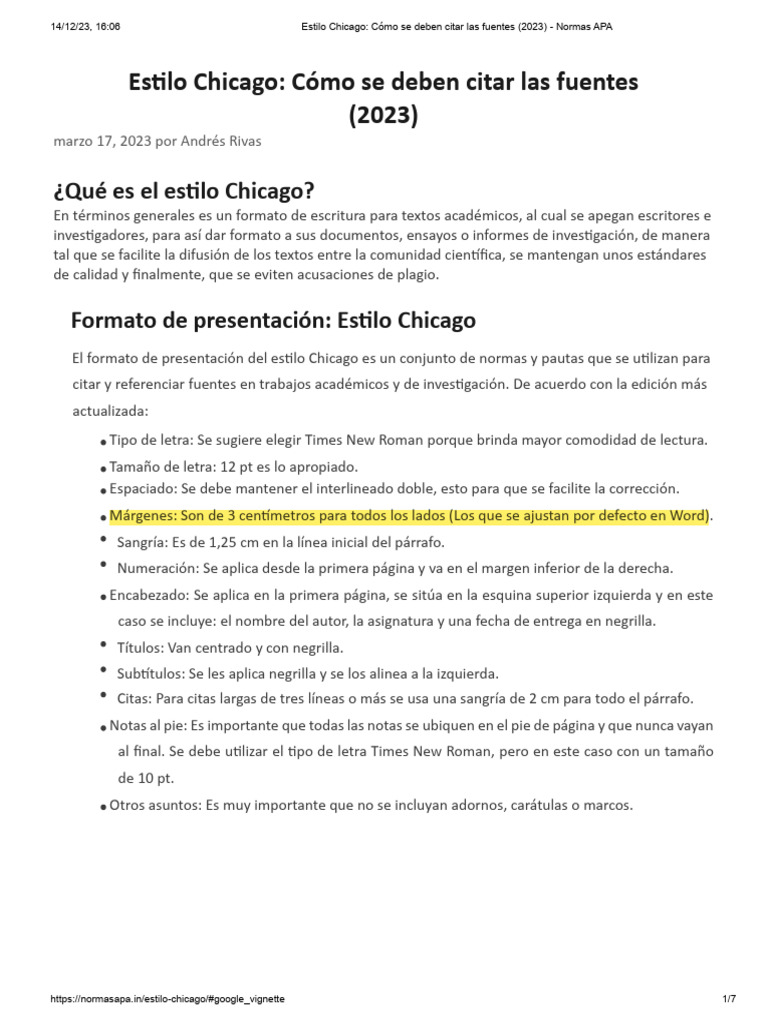 Normas Chicago | PDF | Citación | Bibliografía