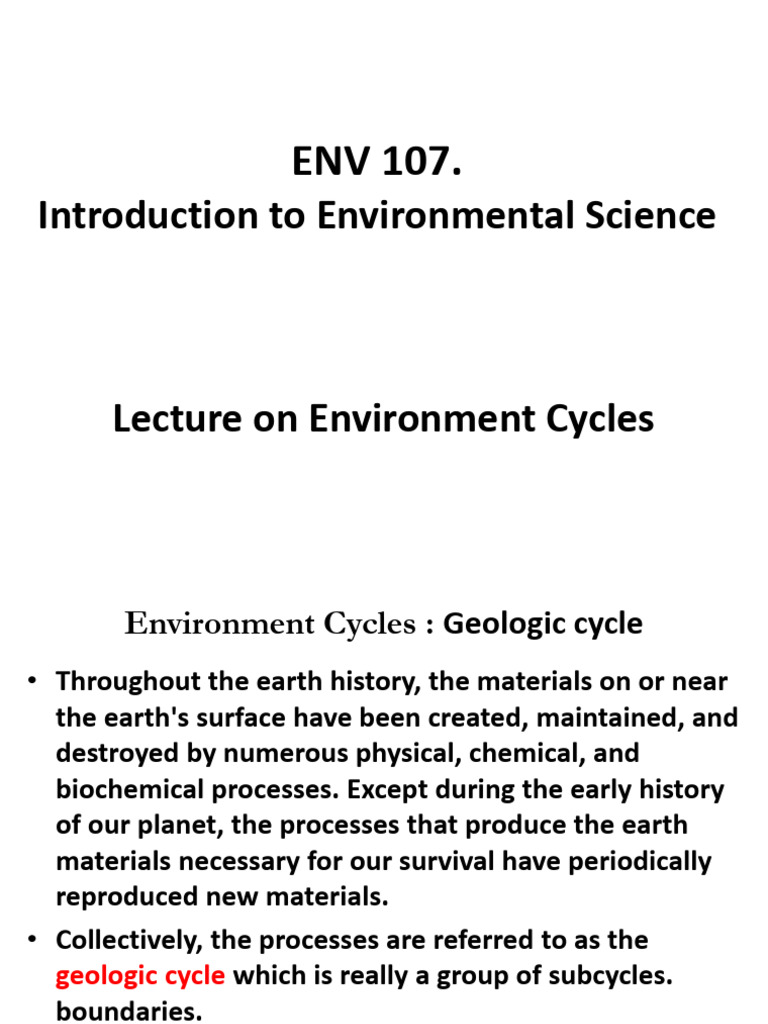 ARK-Env-107-Lecture On Environmental-cycle-Summer-2025 | PDF | Plate ...