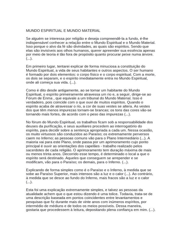 Mundo Espiritual e Mundo Material | PDF | Céu | Crença e doutrina religiosa