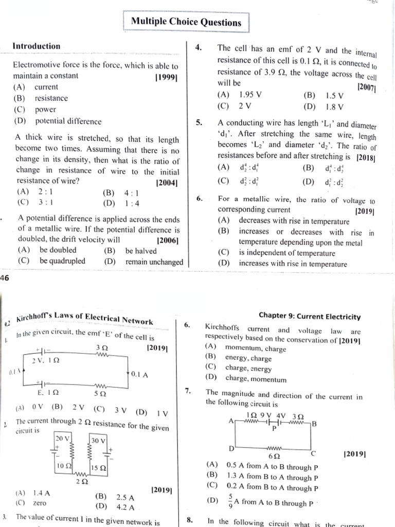 12th Current Electricity MCQ | PDF