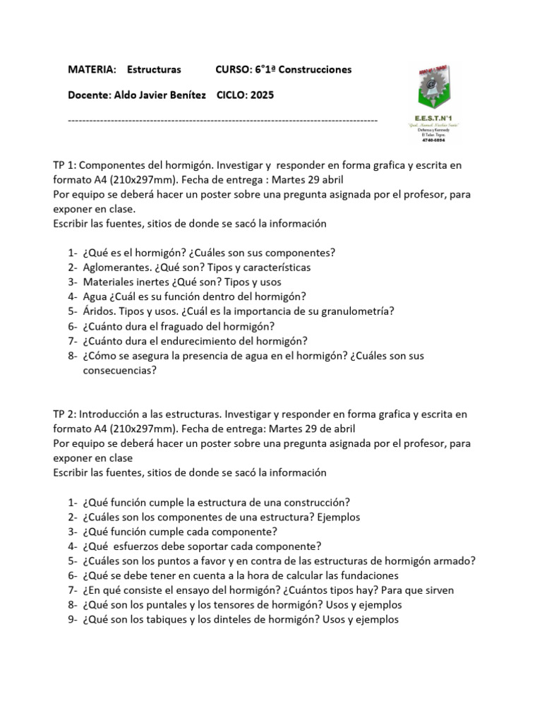 TP 1 y 2 Estructuras | PDF