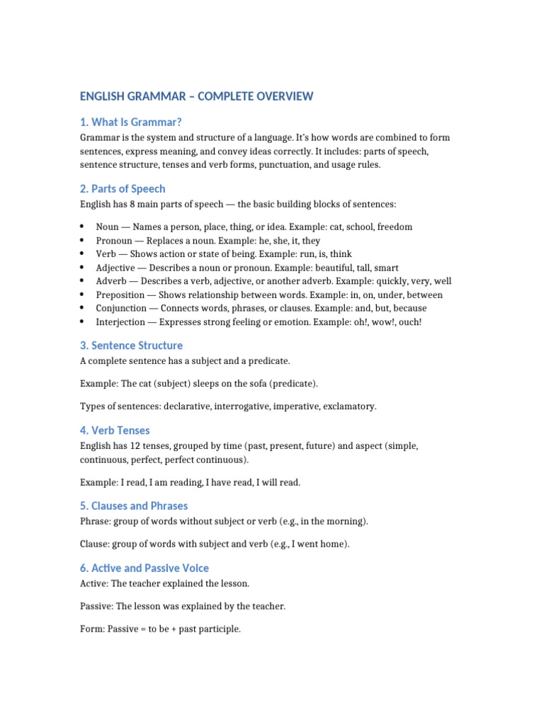 Comprehensive English Grammar Guide | PDF | English Grammar | Verb