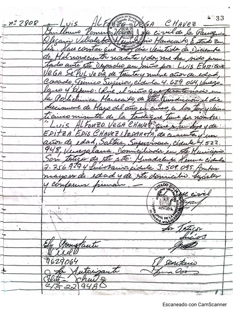 Partida Nacimiento Luis | PDF