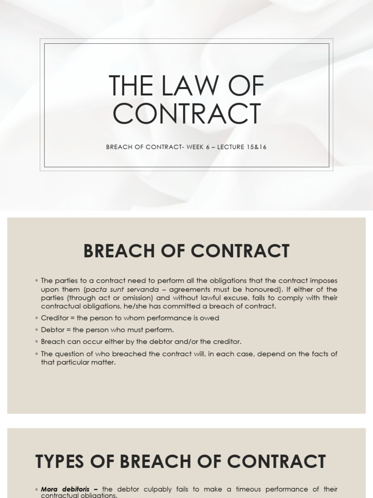 Law of Contract - Breach Remedies | PDF | Breach Of Contract | Legal Remedy