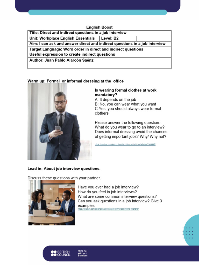 Job Interview Questions: Direct vs. Indirect | PDF | Question | Job ...