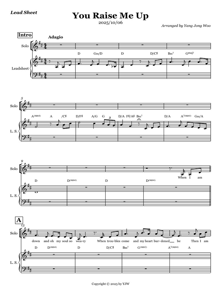 You Raise Me Up - Lead Sheet | PDF