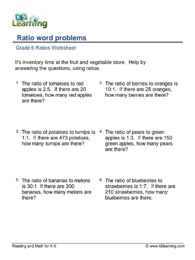 Ratios Word Problems | PDF