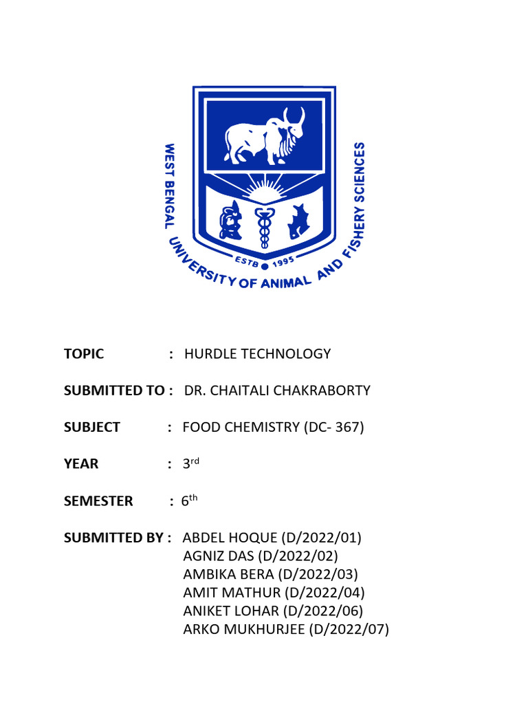 Hurdle Technology in Food Preservation | PDF | Food Preservation | Bacteria