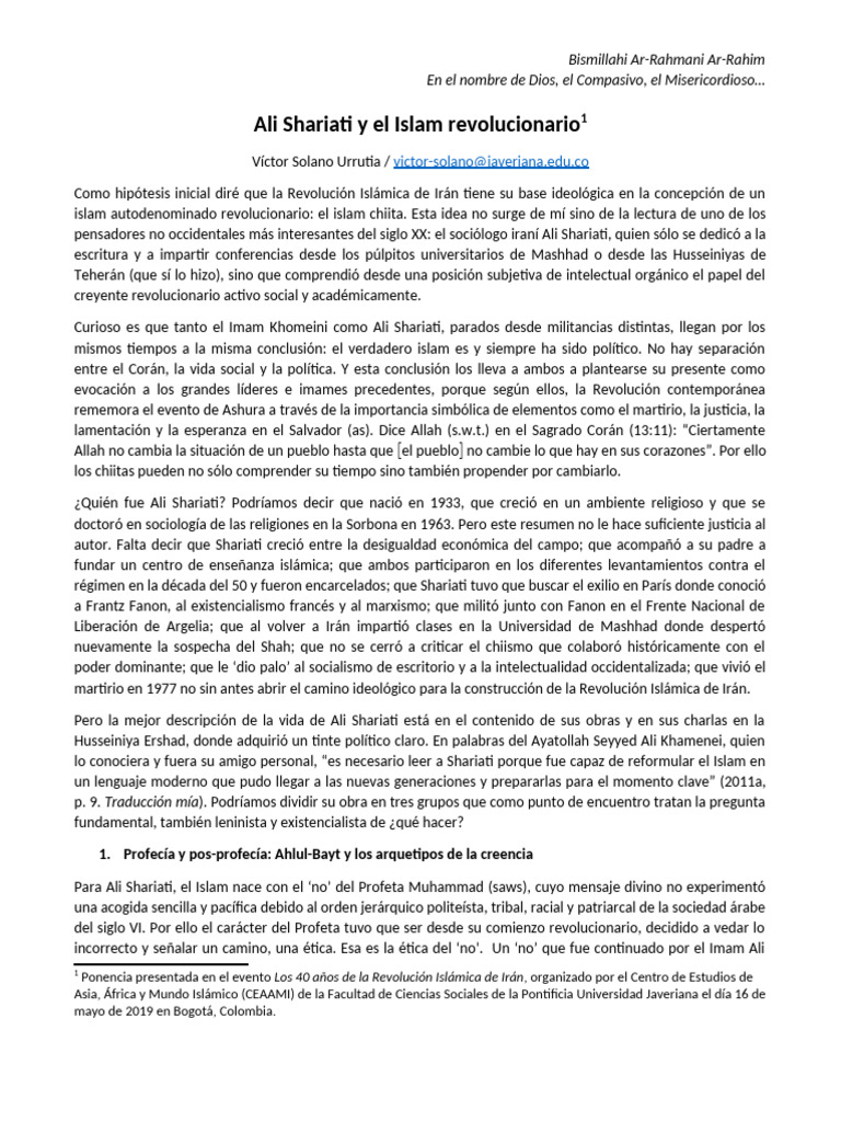 Ali Shariati y El Islam Revolucionario | PDF | Islam chiita | Husayn ...
