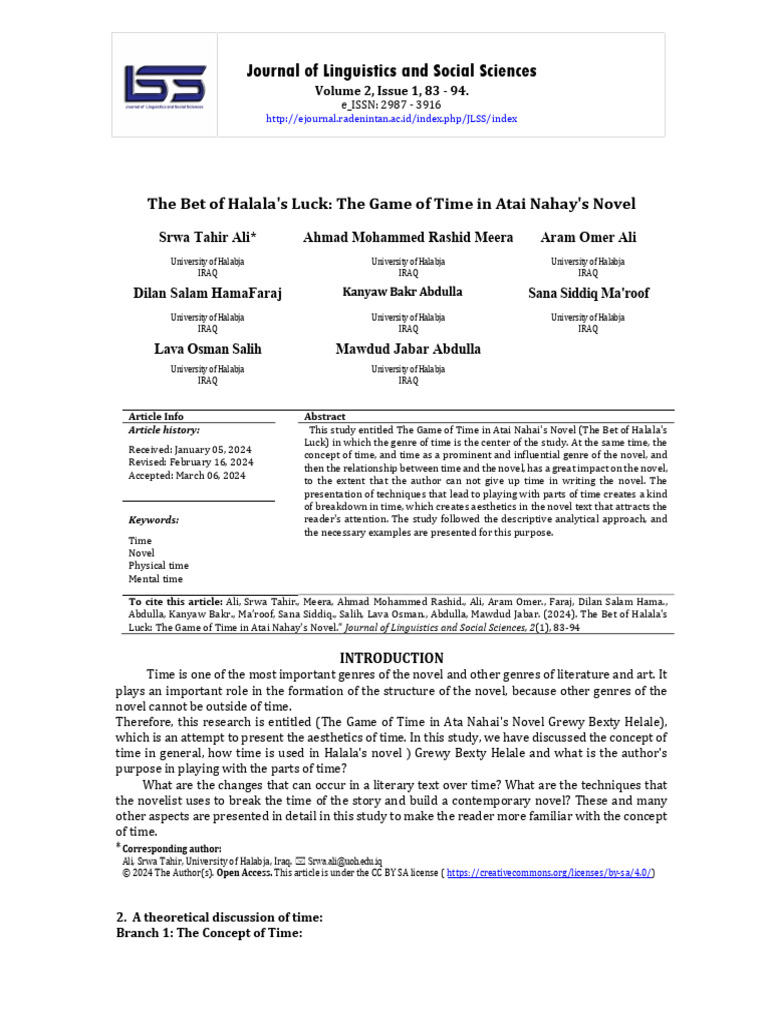 Time Dynamics in Atai Nahay's Novel | PDF | Time | Mind
