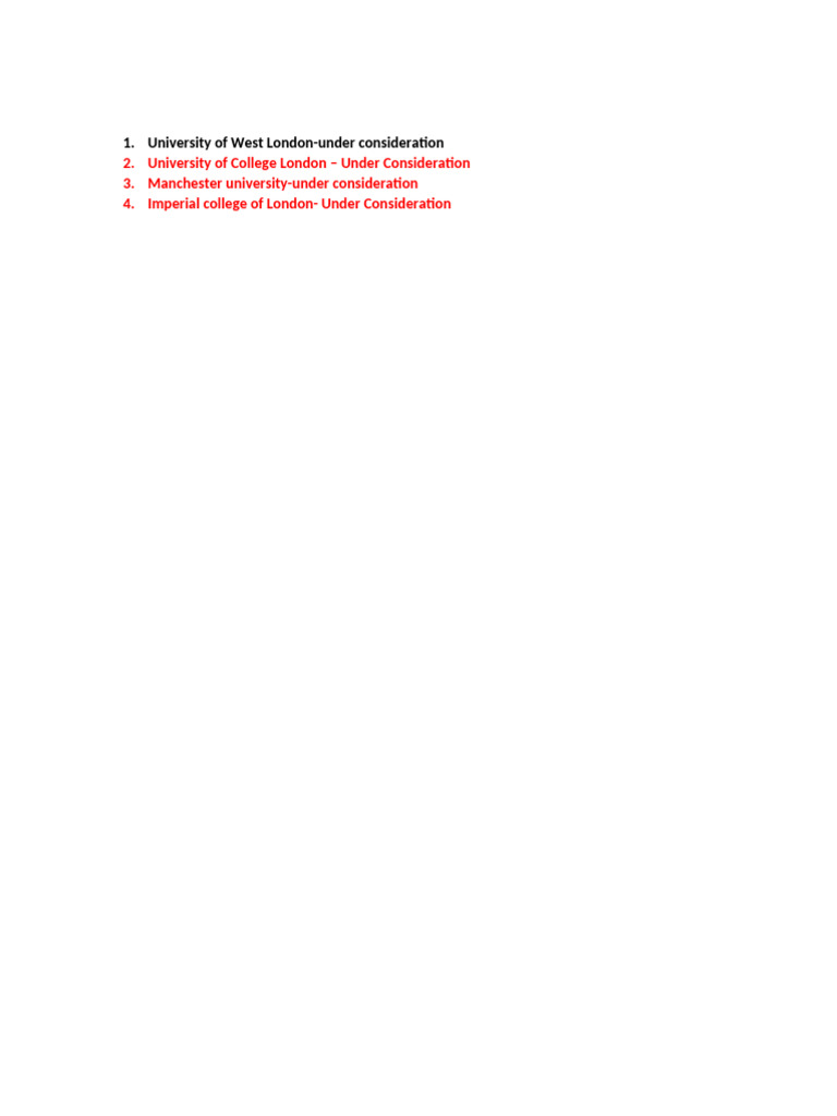 UK Universities Under Consideration | PDF