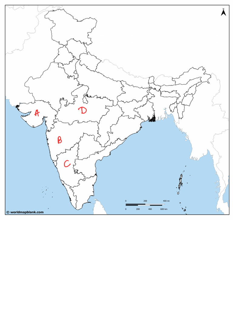 Blank Map of India A4 - 250711 - 224503 | PDF