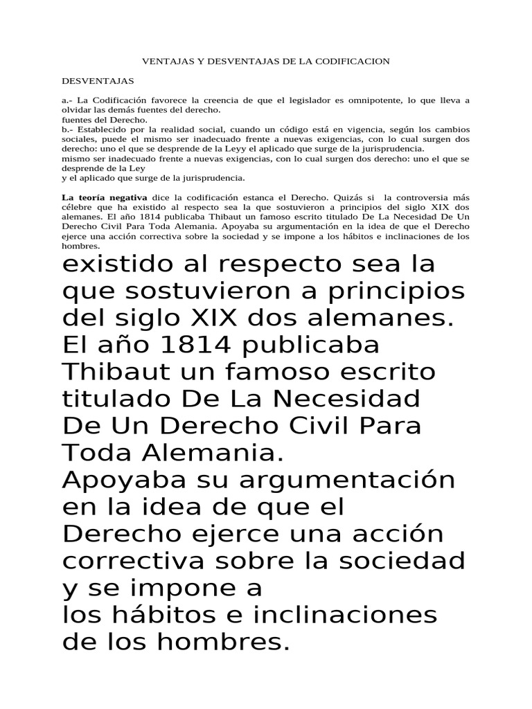 Ventajas y Desventajas de La Codificacion | PDF | Codificación (ley) | Justicia