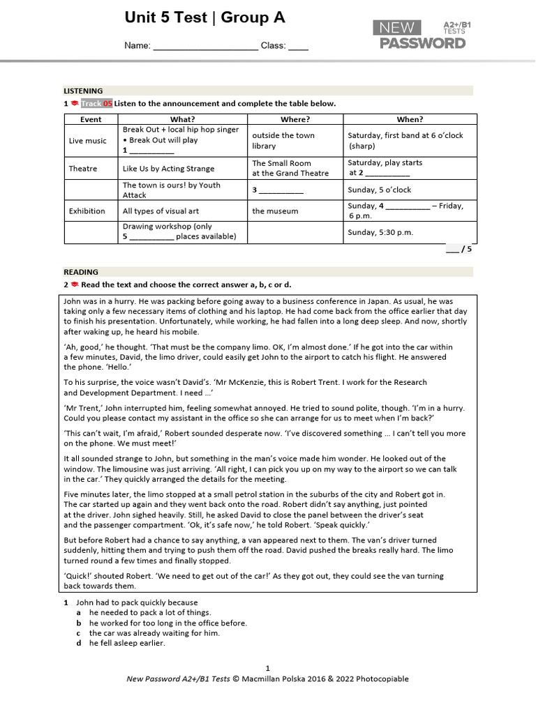 New Password A2+ B1 UT 5A | PDF