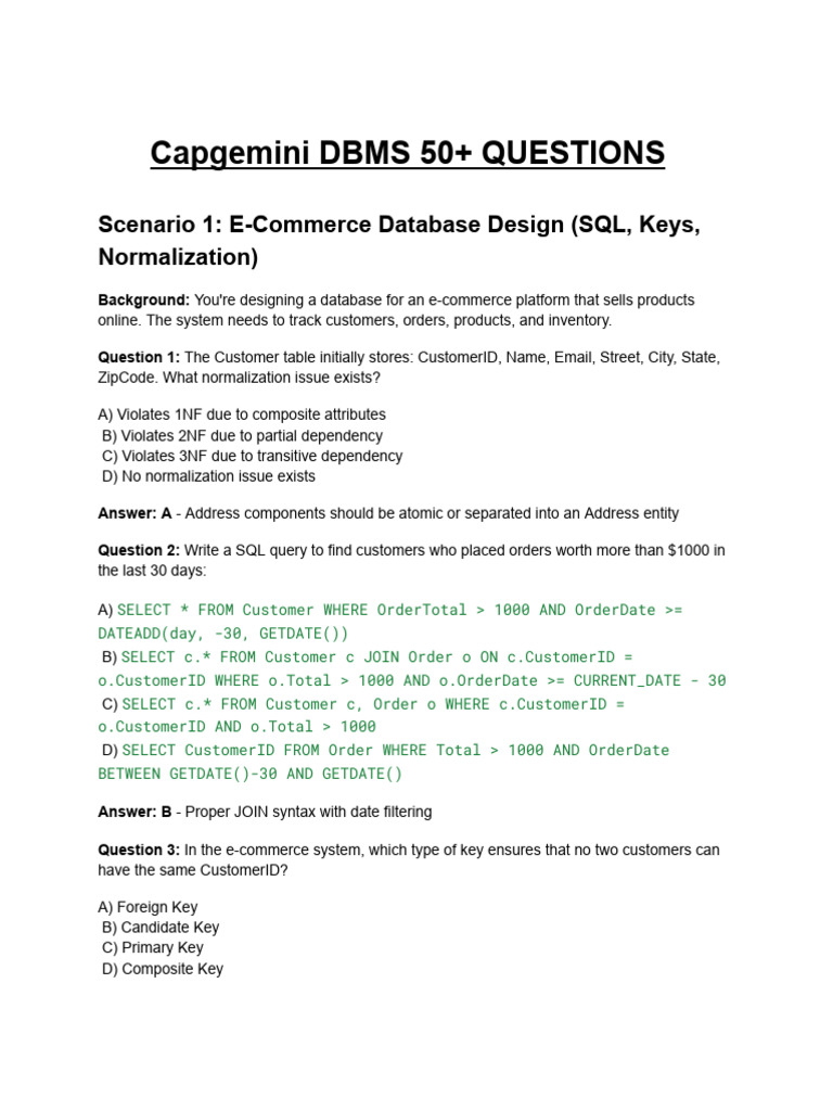 DBMS Scenario-Based Questions | PDF | Databases | No Sql