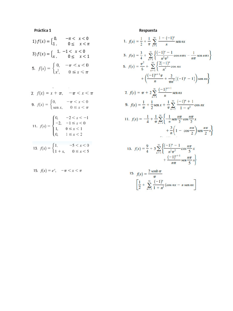 Respuesta de Los Impares de Práctica 1 de Fourier Respuesta | PDF