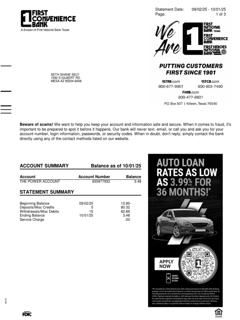 Account Summary Balance As of 10/01/25 | PDF | Pay Pal | Financial Services