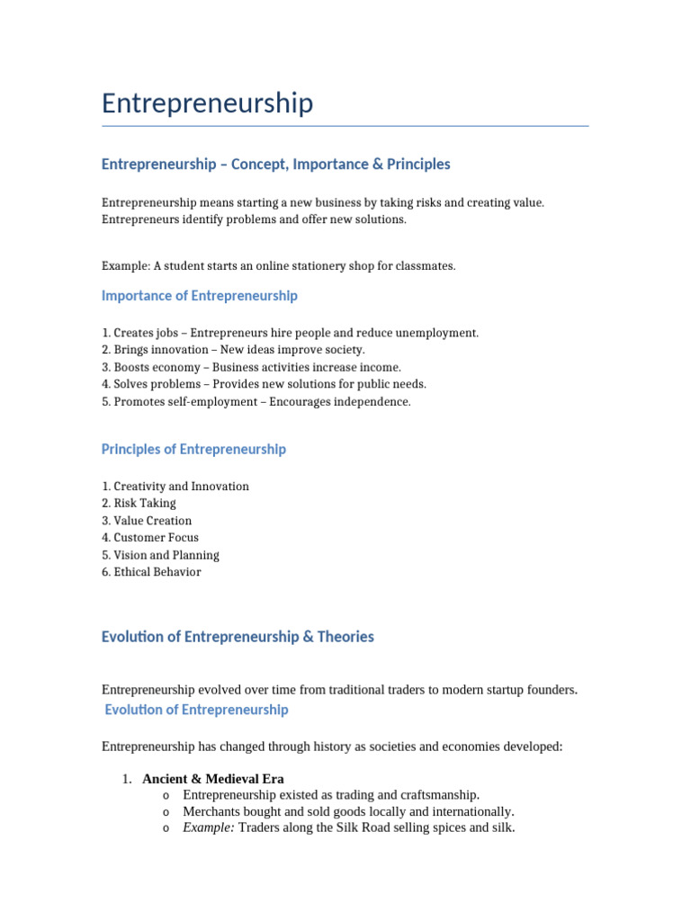 Entrepreneurship Notes | PDF | Entrepreneurship | Economies