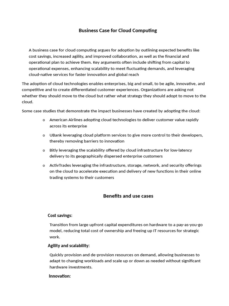 Business Case For Cloud Computing | PDF | Cloud Computing | Scalability