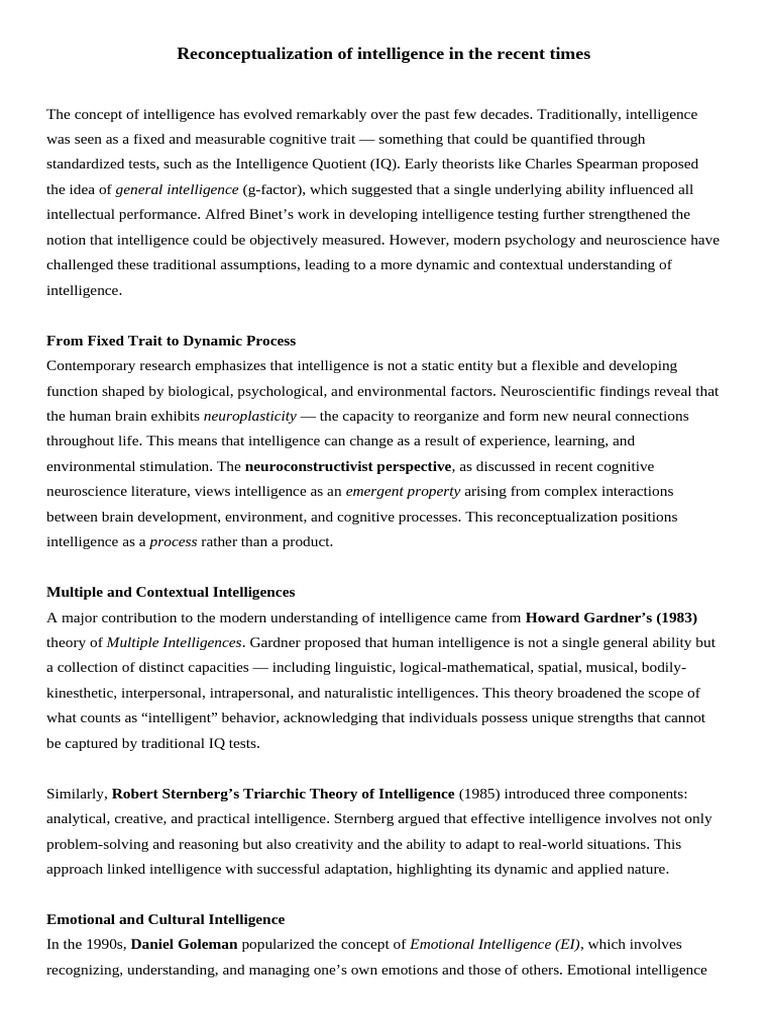 Evolution of Intelligence Concepts | PDF | Intelligence | Intelligence ...