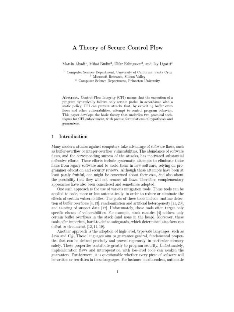 A Theory of Secure Control Flow | PDF | Computer Engineering | Computer Programming