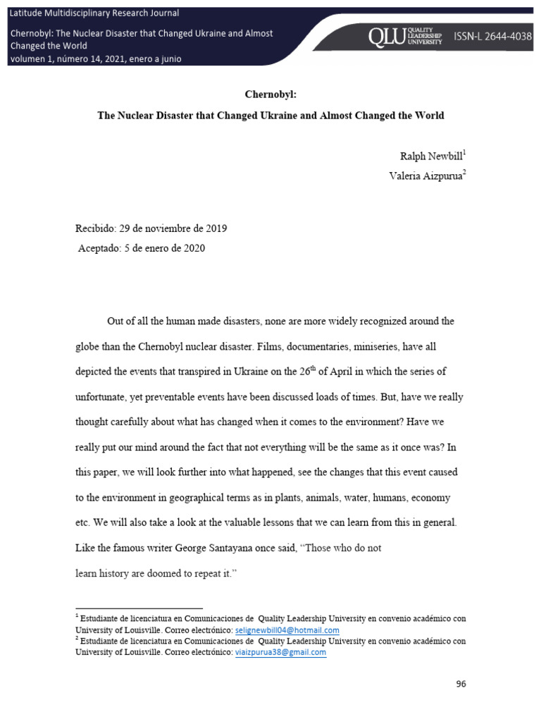 Chernobyl the Nuclear Disaster That Changed Ukrain | PDF | Chernobyl ...