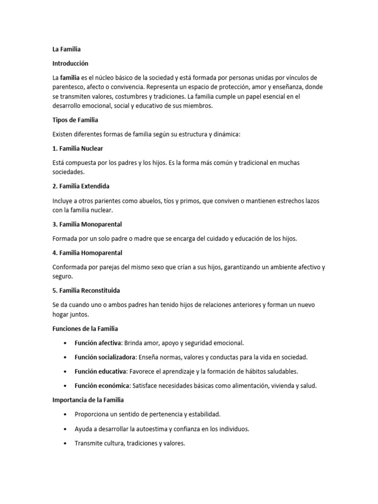Tipos y funciones de la familia moderna | PDF