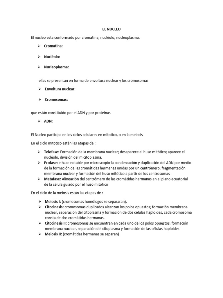 Estructura y Función del Núcleo Celular | PDF