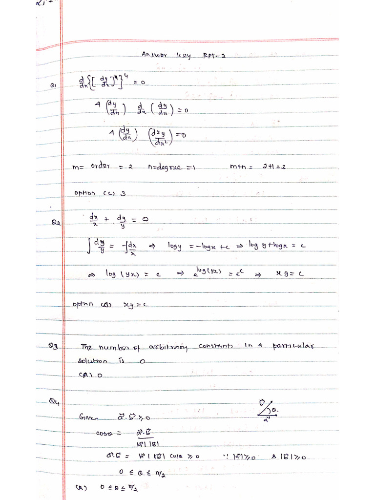 RPT-2 Math 1 Mark Descriptive Answer | PDF