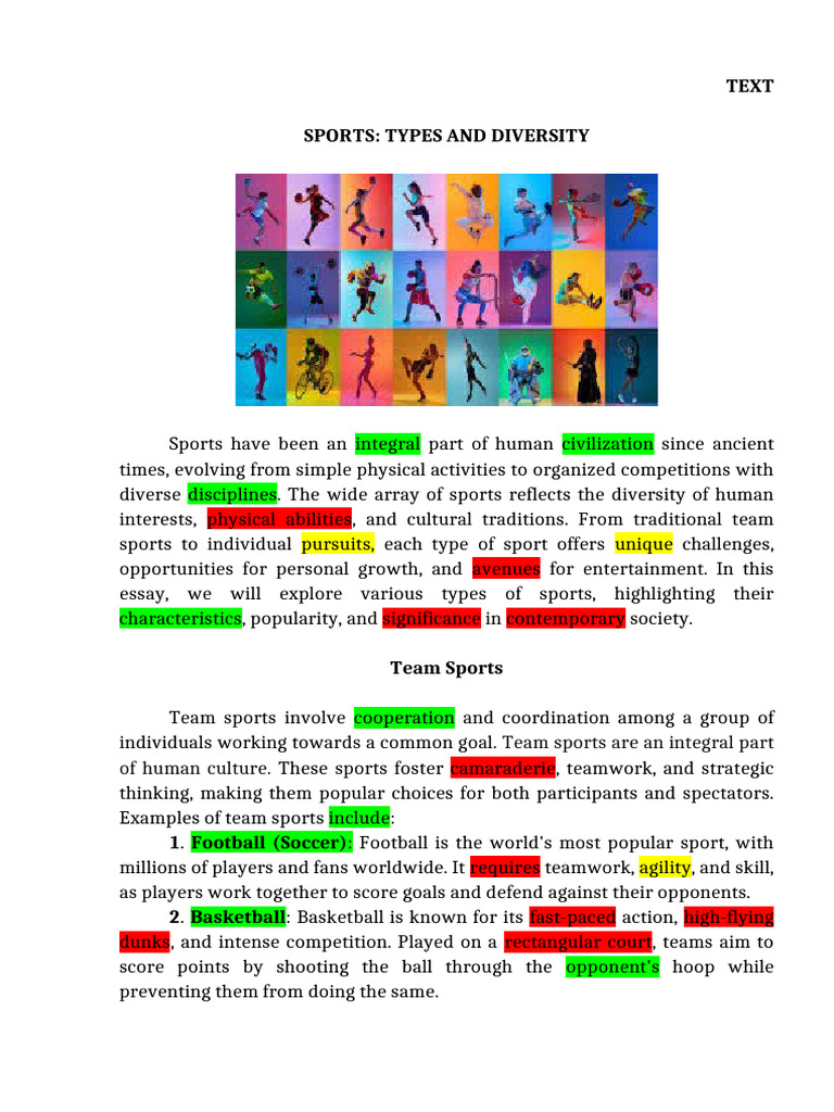 TEXT Sports. Types and Diversity | PDF | Mixed Martial Arts ...