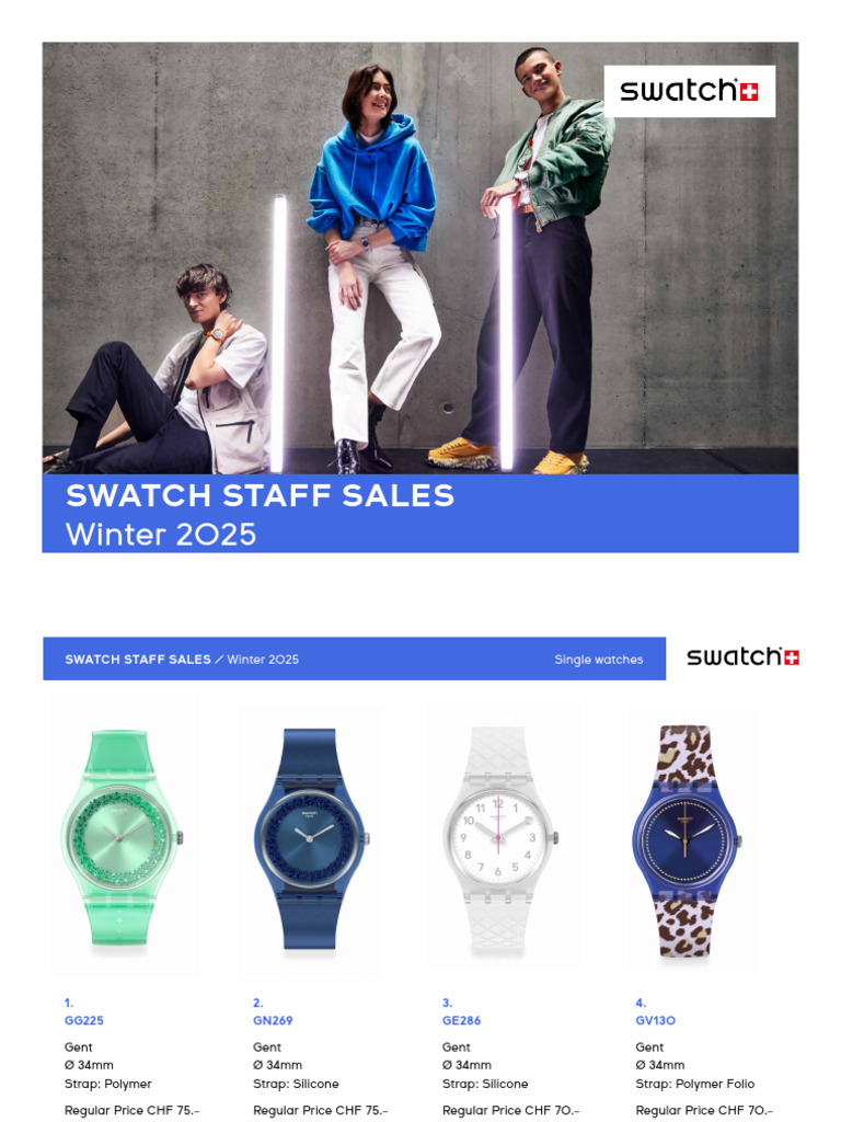 Swatch Staff Sales Winter 2025 Discounts | PDF | Watch | Portable Tools