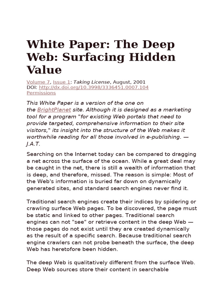 Unlocking the Deep Web's Hidden Value | PDF | World Wide Web | Internet ...
