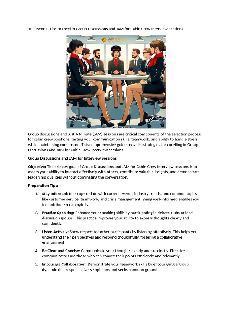 10 Essential Tips To Excel in Group Discussions and JAM For Cabin Crew ...