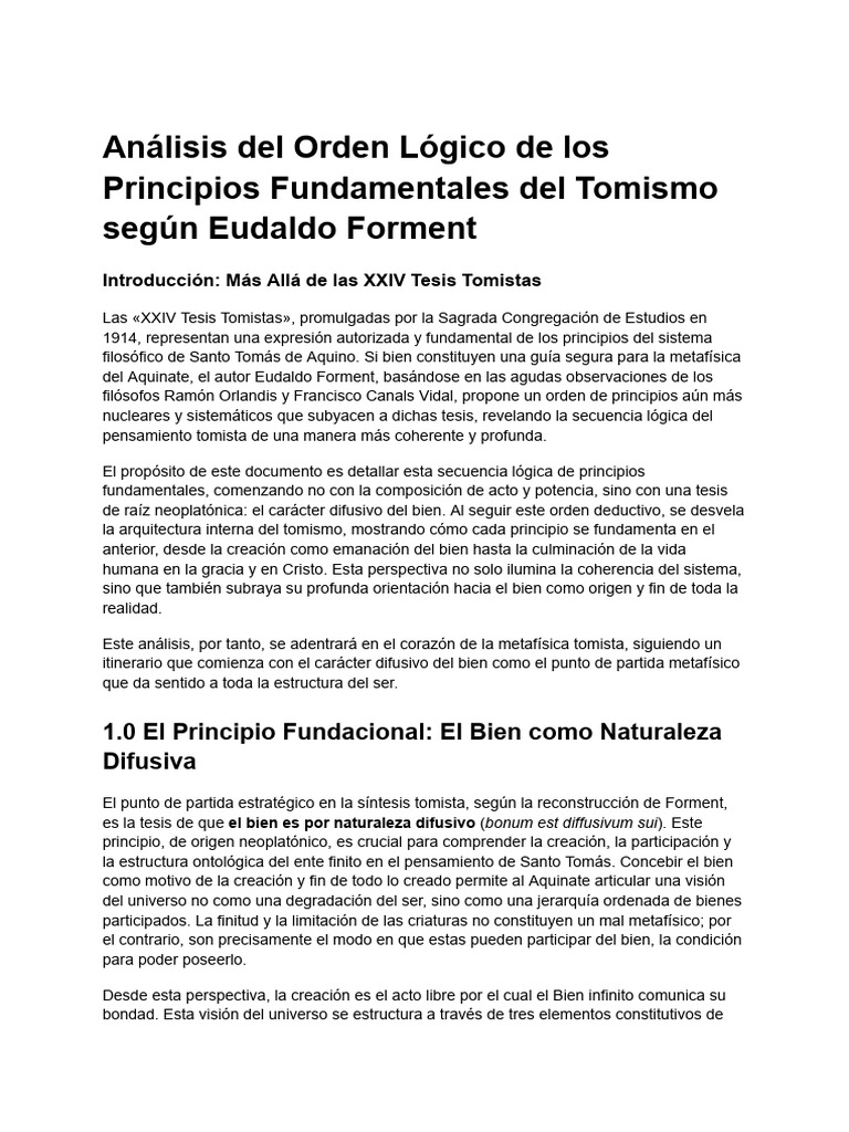 Análisis Del Orden Lógico de Los Principios Fundamentales Del Tomismo ...