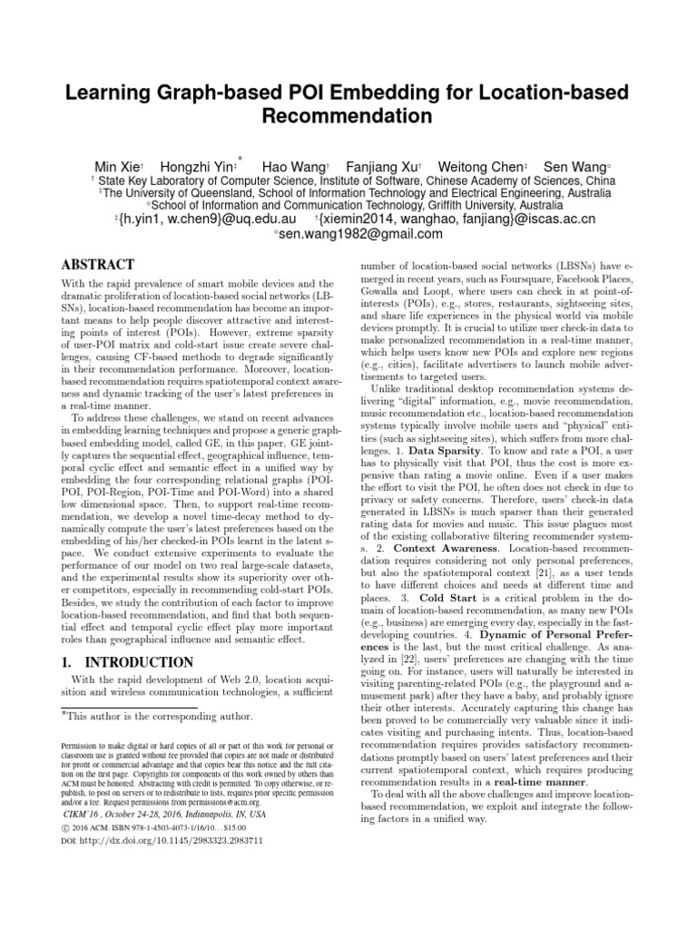Learning Graph Based POI Embedding For L | PDF | Computing