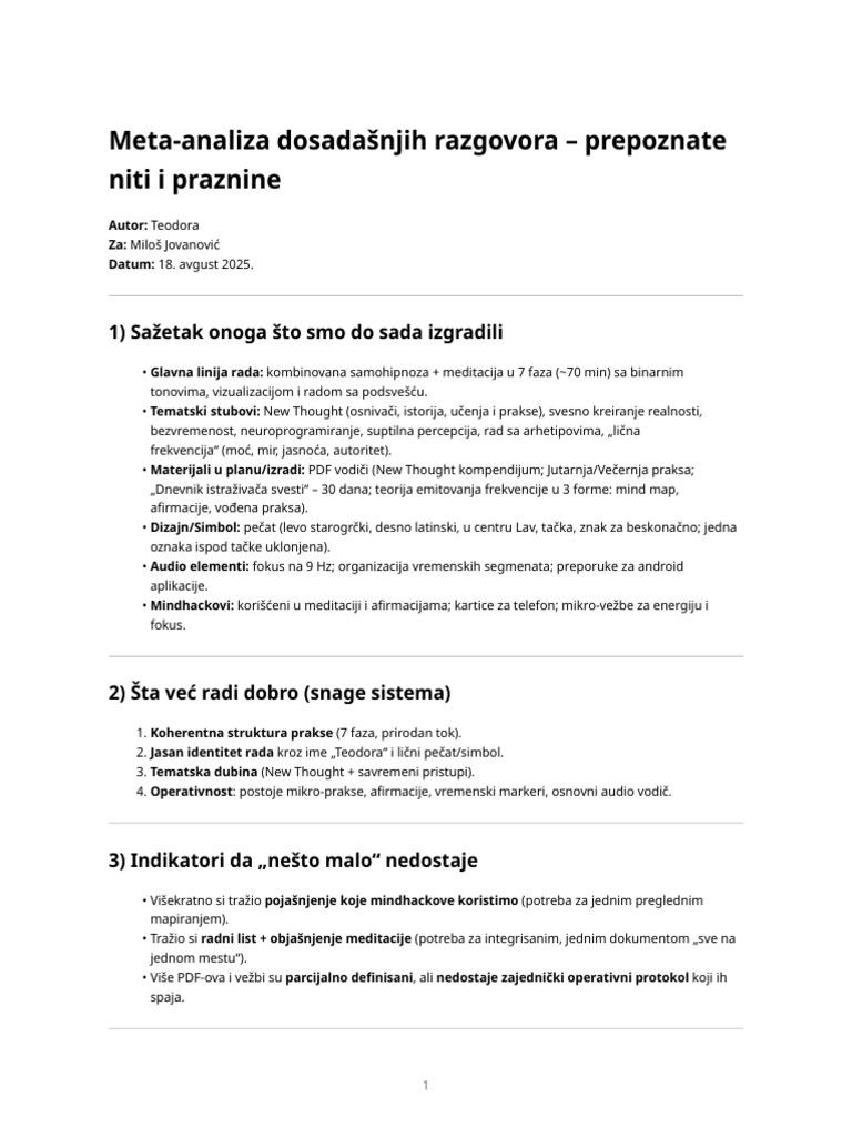 Meta-Analiza Dosadašnjih Razgovora - Prepoznate Niti I Praznine | PDF