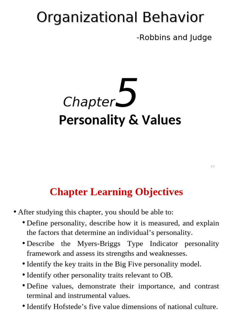 5 - Chapter Five - Personality and Values | PDF | Value (Ethics ...