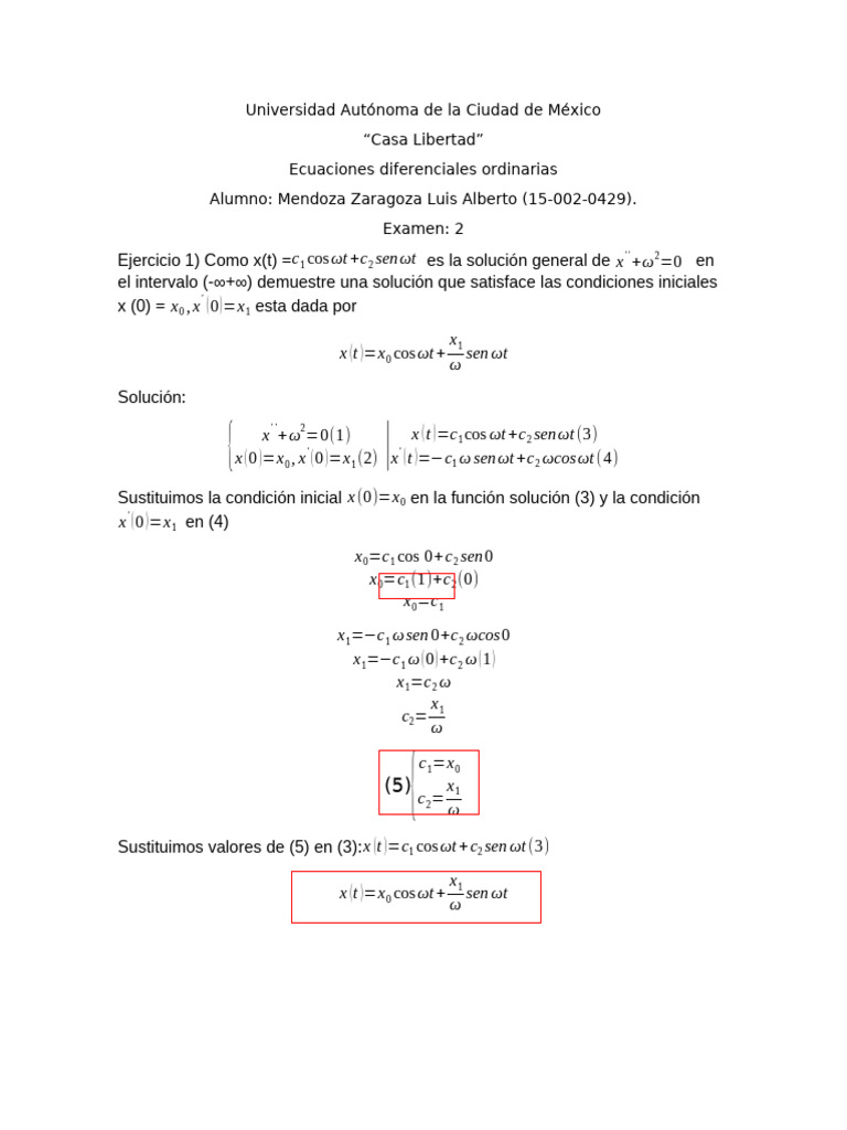 EDO_EXA_ 2 | PDF | Ecuación diferencial ordinaria | Ecuaciones