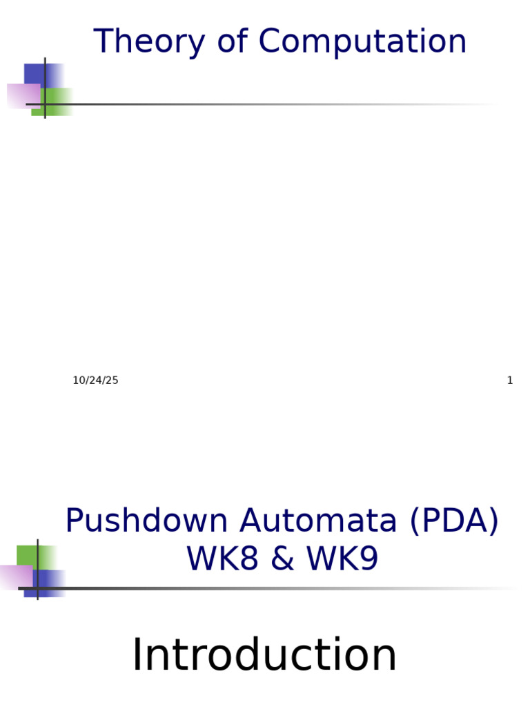 Topic 5-Pushdown Automata (PDA) - Diu | PDF | Parsing | Automata Theory