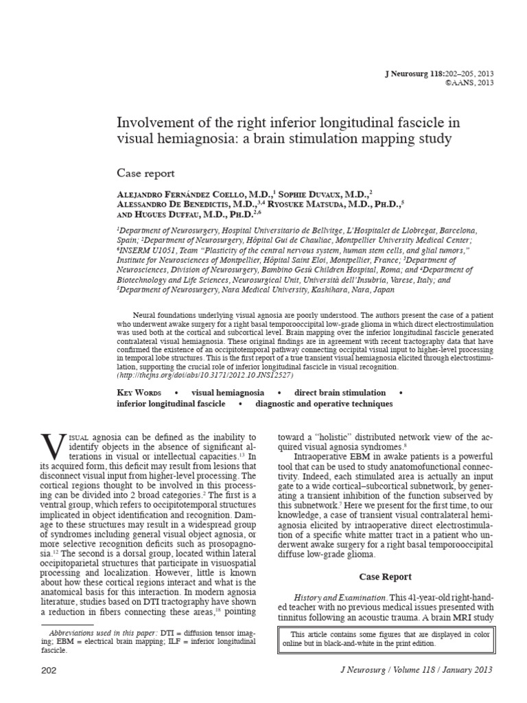 Involvement of The Right Inferior Longitudinal Fascicle in Visual ...