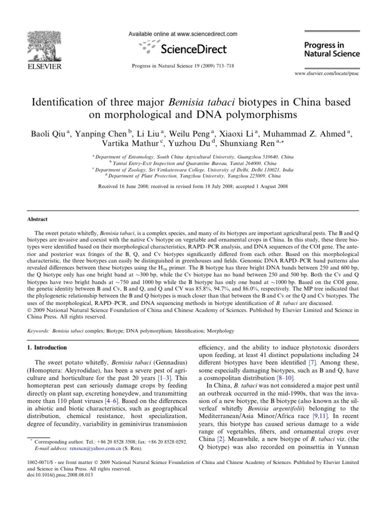Qiu Et Al 2009 Progress in Natural Science | PDF | Polymerase Chain ...