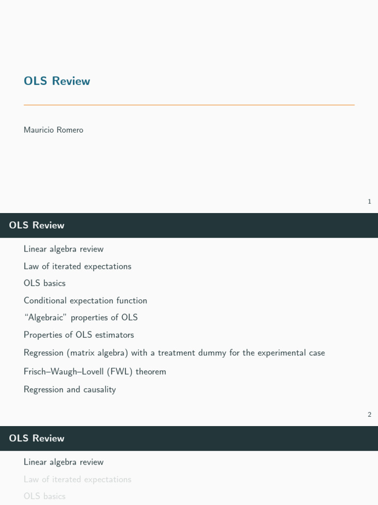Lecture 7 - OLS Review | PDF | Ordinary Least Squares | Errors And Residuals