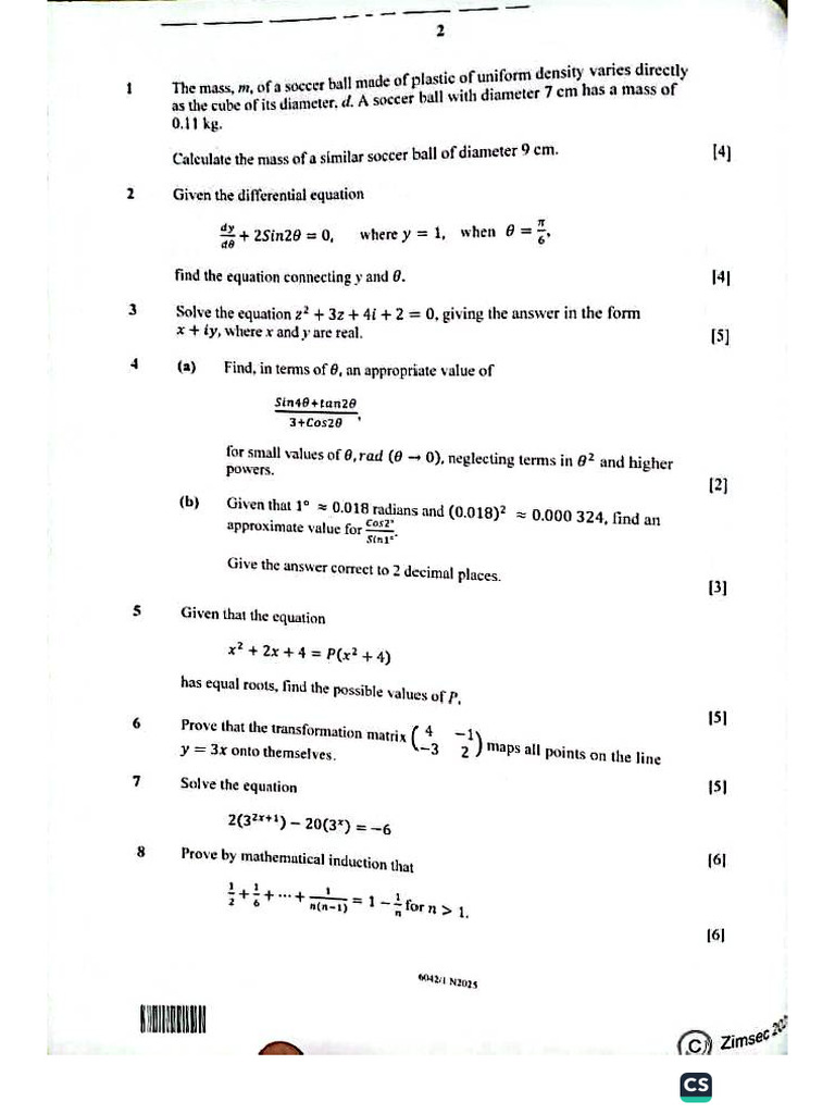 Nov 2025 Pure Mathematics Paper 1 | PDF