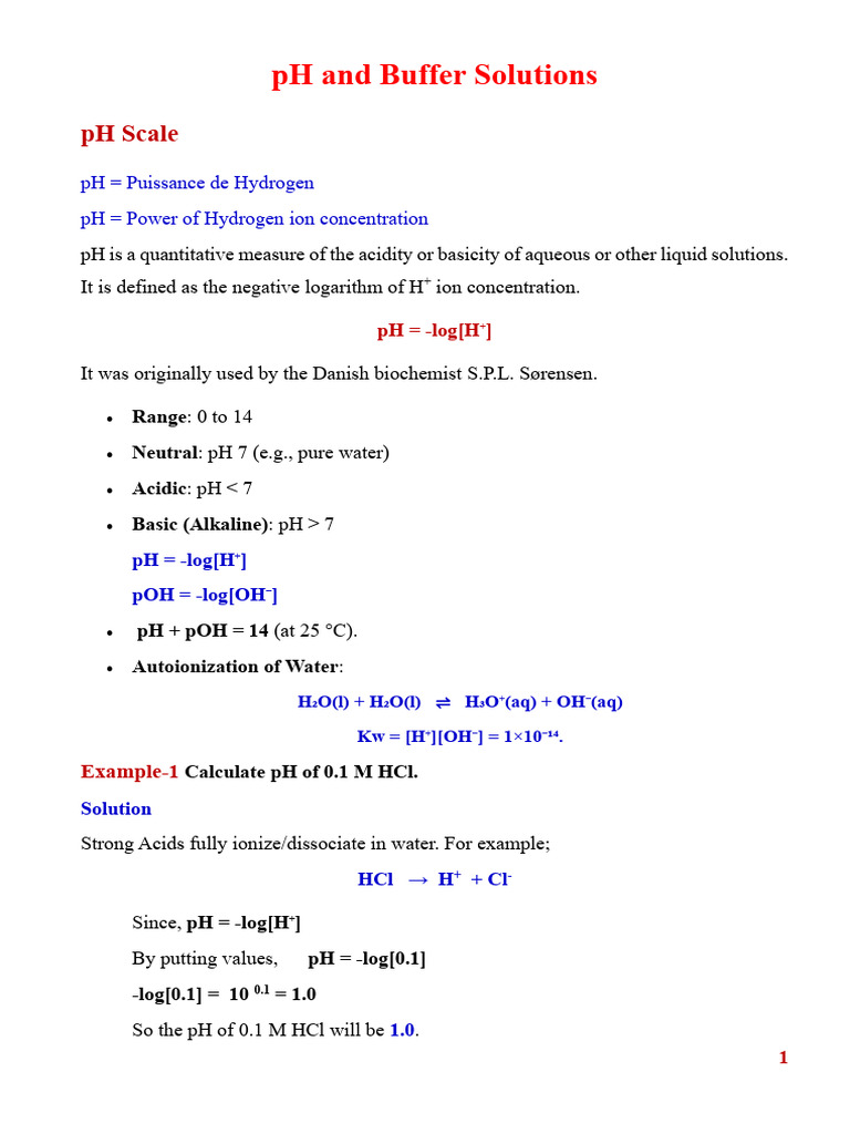 pH Calculation in Buffer Solutions | PDF | Ph | Buffer Solution